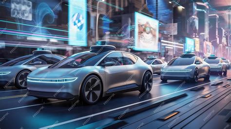 Premium Photo Autonomous Electric Cars With Artificial Intelligence Self Driving On Metropolis