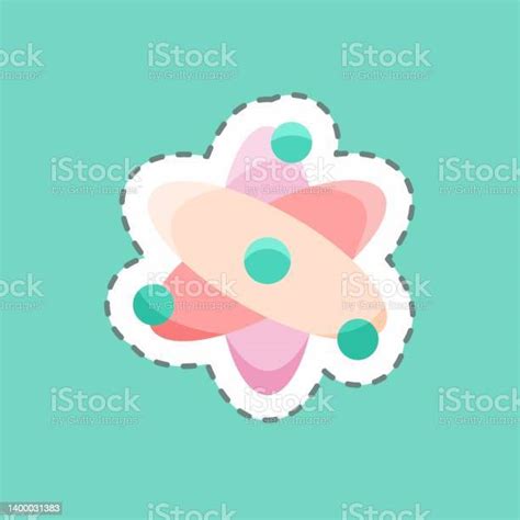 스티커 라인은 원자력 에너지를 잘라냅니다 교육 기호에 적합합니다 편집 가능한 간단한 디자인 디자인 템플릿 벡터 간단한 그림 0