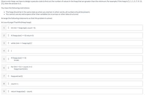 Solved Given A Min Heap We Have To Design A Pseudo Code To