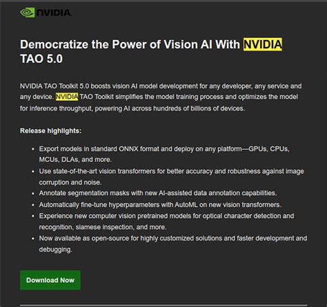 tao 5 0 documentation and getting started tao toolkit nvidia