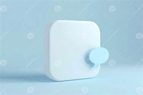 Minimalistic White Square With Rounded Corners And Blue Speech Bubble On Light Blue Background