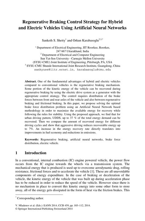 Pdf Regenerative Braking Control Strategy For Hybrid And Electric Vehicles Using Artificial