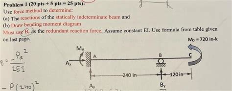 problem 1 20pts 5pts 25pts use force method to