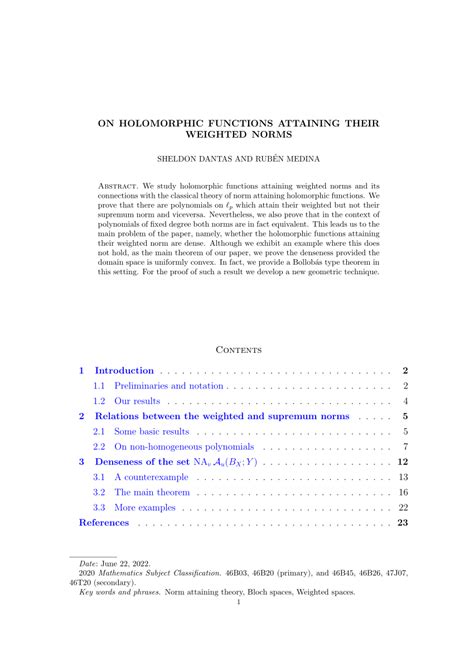 Pdf On Holomorphic Functions Attaining Their Weighted Norms
