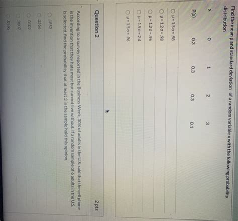 Solved Find The Mean And Standard Deviation Of A Random Chegg