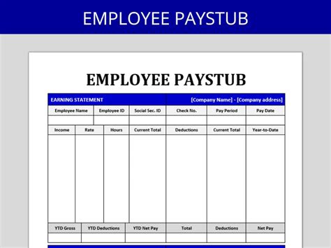 Editable Paycheck Stub Template Employee Payroll Word Document Etsy