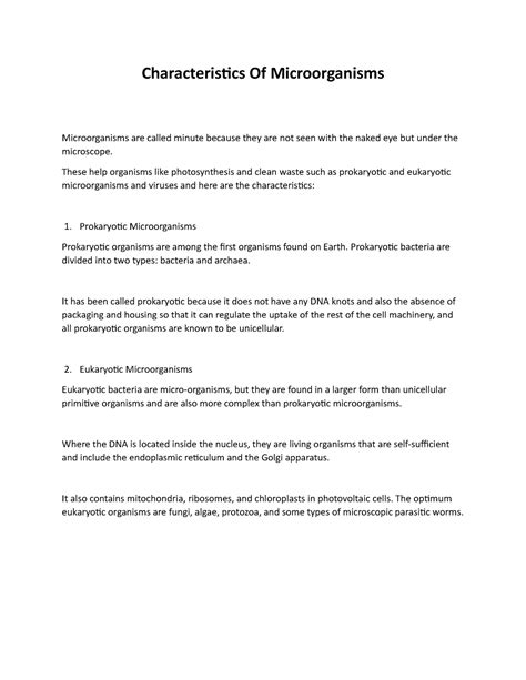 Characteristics Of Microorganisms Characteristics Of Microorganisms Microorganisms Are Called