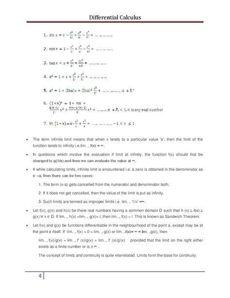 Download Mathematics Differential Calculus Revision Notes And Solved Examples Pdf Online