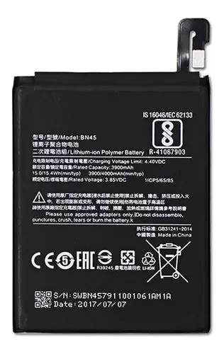 Bateria Pila Xiaomi Redmi Note 5 Bn45 4000mah Tienda MercadoLibre