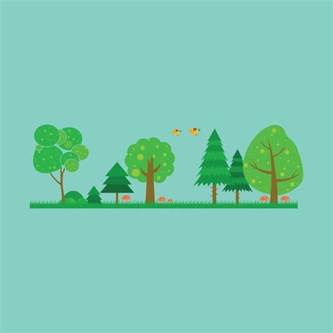 Premium Vector A Vector Illustration Of A Green Background With Trees And Bees