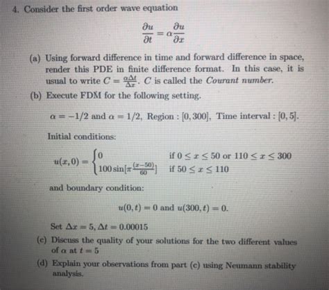 4 Consider The First Order Wave Equation Ou Du At