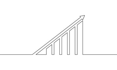 Continuous Line Drawing Of Increasing Graph Icon Arrow Up Business