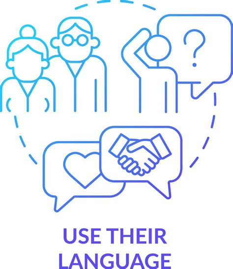 Use Their Language Blue Gradient Concept Icon Respectful Communication