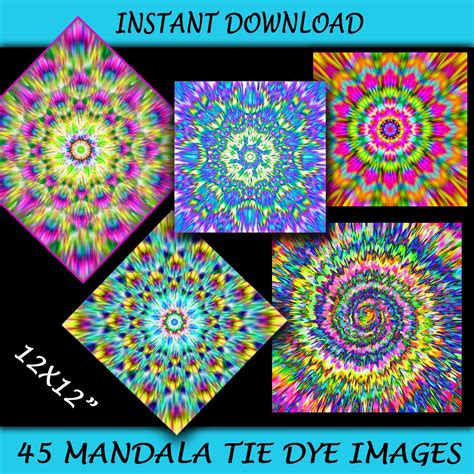 45 Tie Dye Mandala Images Printable Psychedelic Rainbow Tye Dyes