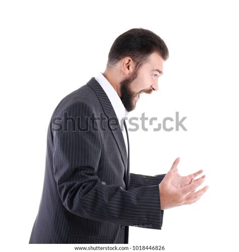 Portrait Angry Man Suit On White Stock Photo 1018446826 Shutterstock