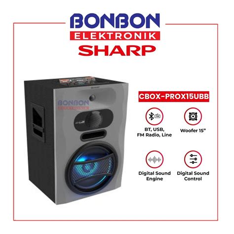 Sharp Speaker Active Cbox Prox15ubb Pro X Series Grey 110 Watt Bonbon Elektronik