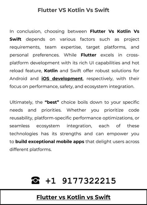 Flutter Vs Kotlin Vs Swift Which Is Better For App Development Pdf