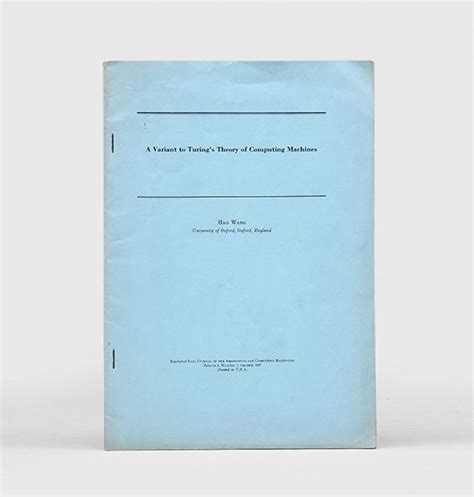A Variant To Turings Theory Of Computing Machines Reprinted From Journal Of The Association