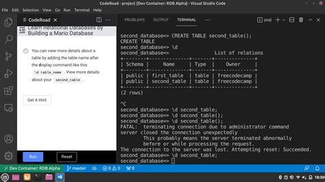 relational database course stuck on learn relational databases by