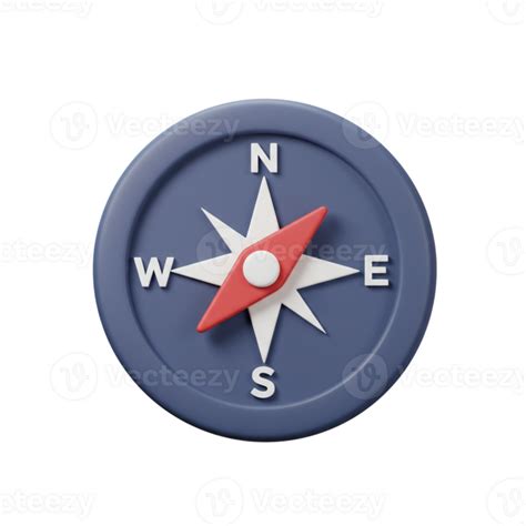 Modern 3d Compass Icon Navigation Guide Direction Pointer Map East West Arrow North South Travel