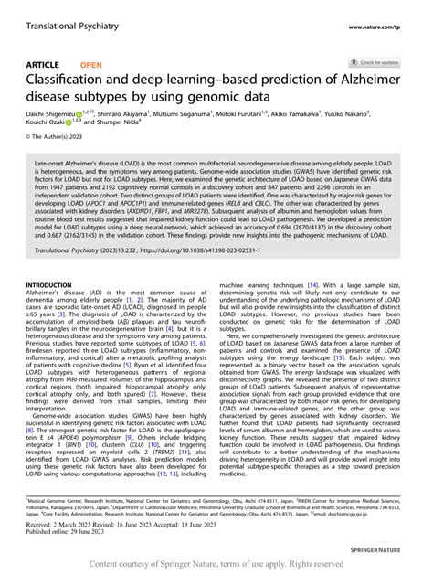 Pdf Classification And Deep Learningbased Prediction Of Alzheimer Disease Subtypes By Using
