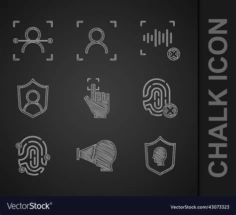 Set Fingerprint Face Recognition User Protection Vector Image