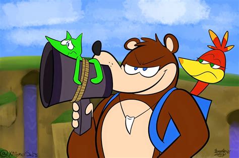 Thinking Quickly Banjo Constructs A Homemade Megaphone Using Only Some String A Jinjo And A