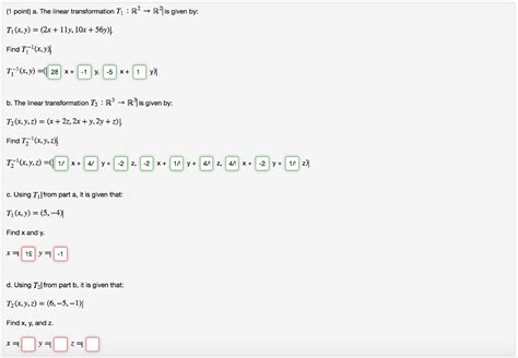 solved a the linear transformation t 1 r 2 rightarrow r 2
