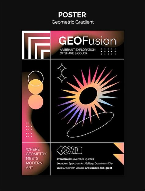 그라디언트 기하학적 모양 템플릿 무료 Psd 파일