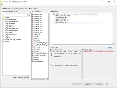 Db Query Reader Ms Sql Procedure Error Knime Analytics Platform Knime Community Forum