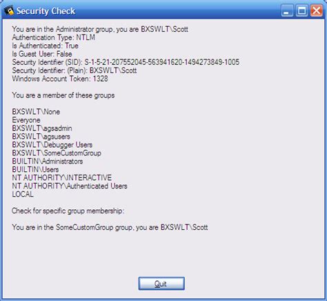 Test For Desktop User Group Membership With C