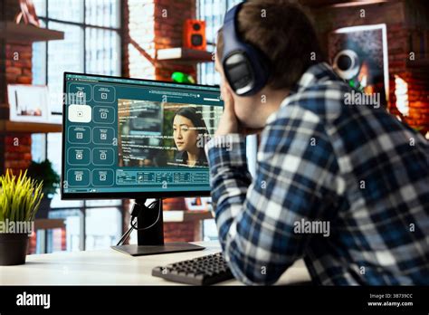 Man In Home Office Uses Generative Artificial Intelligence Gpt With Image Understanding