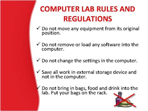 COMPUTER LAB RULES REGULATIONS AND SAFETY BRIEFING COMPUTER