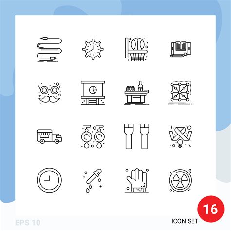 Pack Of 16 Creative Outlines Of Smartphone Application Timepiece Sport Basketball Net Editable