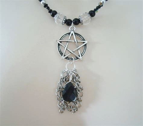 Black Pentacle Necklace Wiccan Jewelry Pagan Jewelry Wicca Jewelry