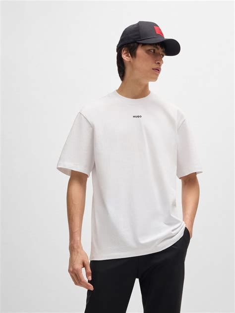Buy Hugo White Relaxed Fit 100 Cotton T Shirt With Logo Print From