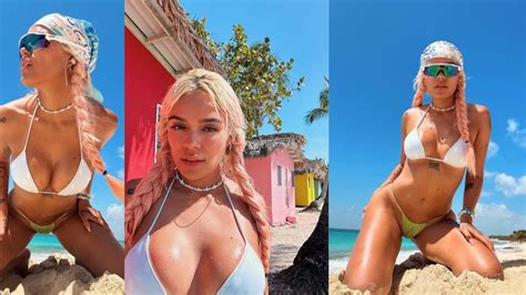 Karol G Cautivó En Redes Sociales Con Fotos En Vestido De Baño