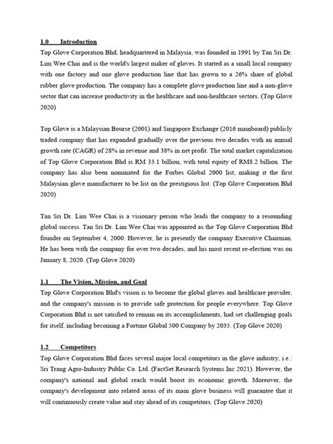 Top Glove Part 1 Introduction Pdf Economies