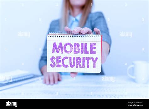 Text Caption Presenting Mobile Security Business Showcase Protection Of Mobile Phone From