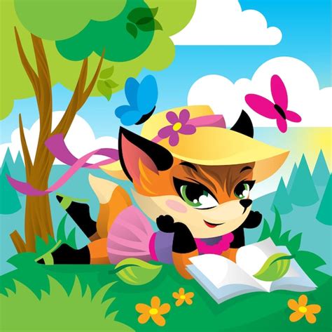 Rapariga Descansando Em Um Prado Com Uma Temporada De Ver O Do Livro Vetor Premium