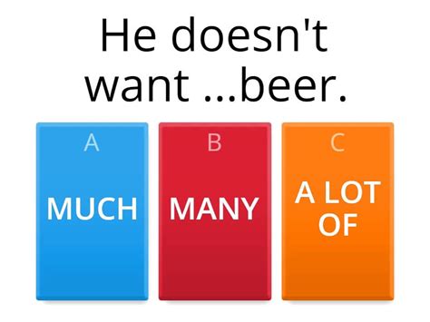 E One 4b Quantifiers Much Many A Lot Of Quiz