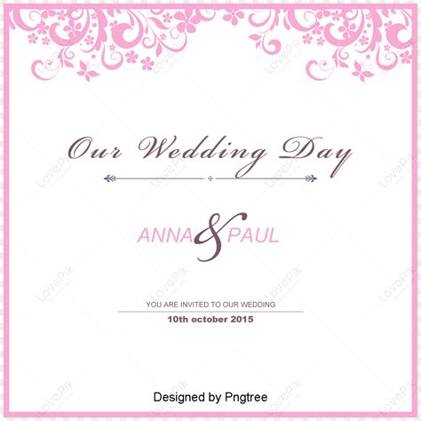 결혼식 초대장 템플릿 무료 다운로드분홍하얀본문 Png 일러스트 무료 다운로드 Lovepik