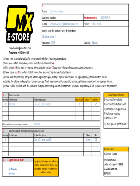 Fillable Online Return Request For Mx Store Products Fax Email Print Pdffiller