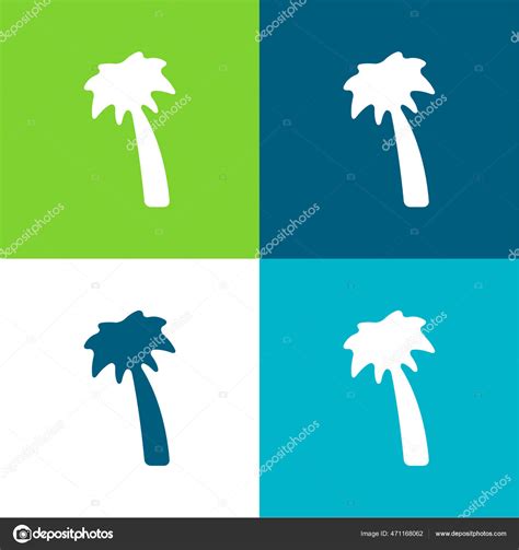 Black Palm Tree Flat Four Color Minimal Icon Set Stock Vector By ©infolight 471168062