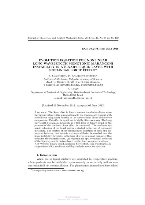 Pdf Evolution Equation For Nonlinear Long Wavelength Monotonic