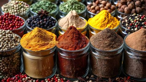 Variety Of Traditional Spices From Around The World At Local Market