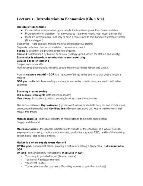 Econ All Lectures Notes Lecture 1 Introduction To Economics Ch 1 2 The Goal Of