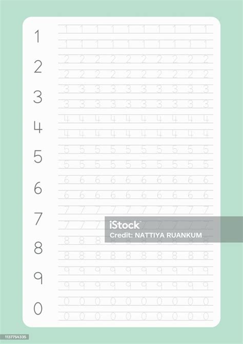 숫자 학습 번호를 쓰기 위한 무료 필기 페이지 숫자 유치원 벡터에 대 한 워크 시트 추적 건강관리와 의술에 대한 스톡 벡터 아트 및 기타 이미지 Istock