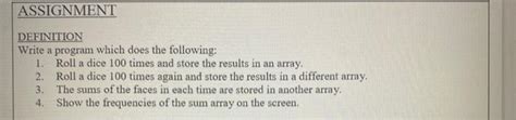 solved assignment definition write a program which does the