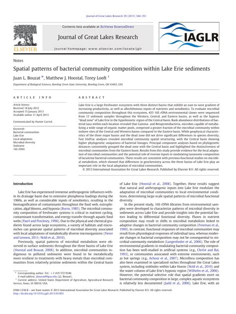 Pdf Spatial Patterns Of Bacterial Community Composition Within Lake